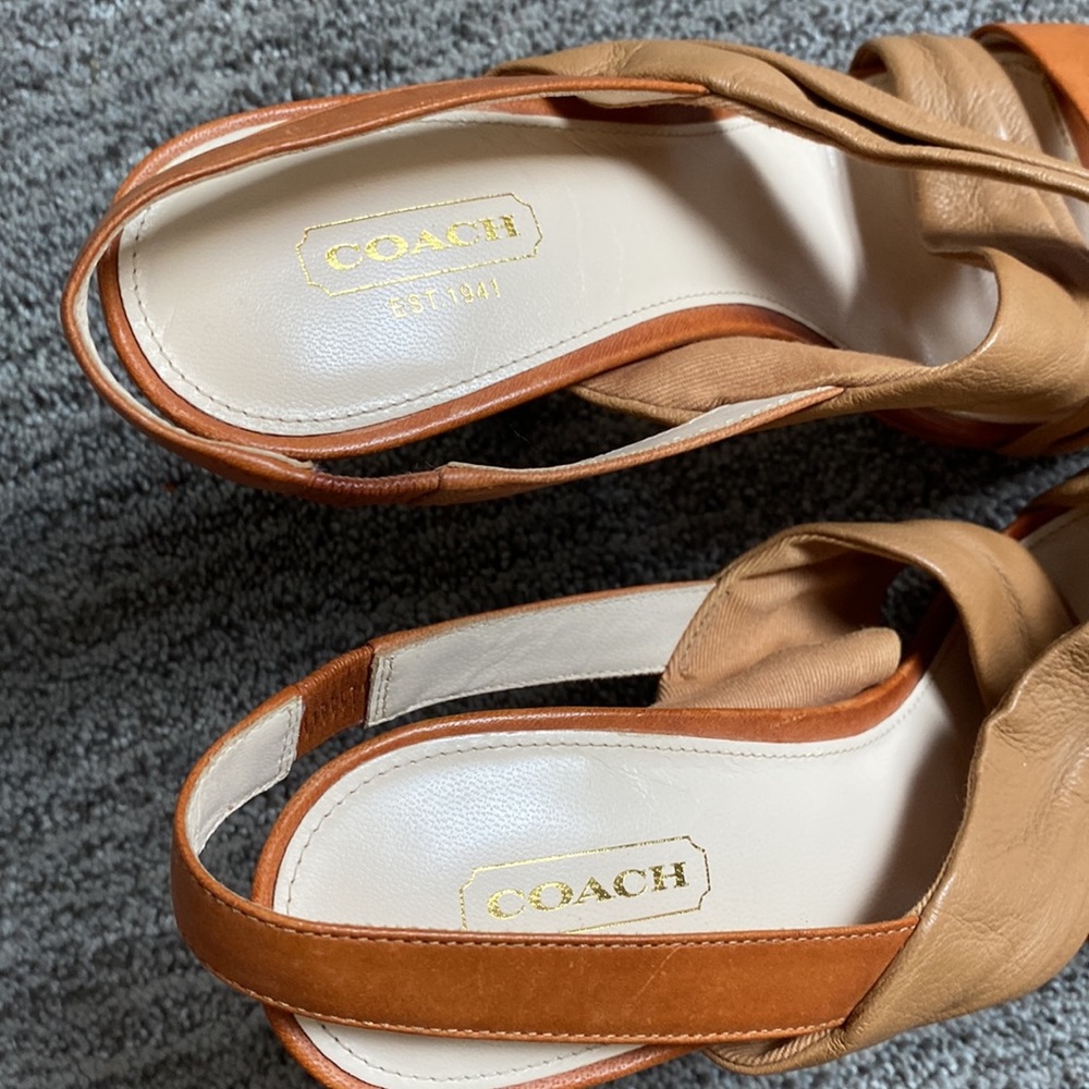 Coach Brown Leather Heel Shoes Sandals 7.5 - Gem